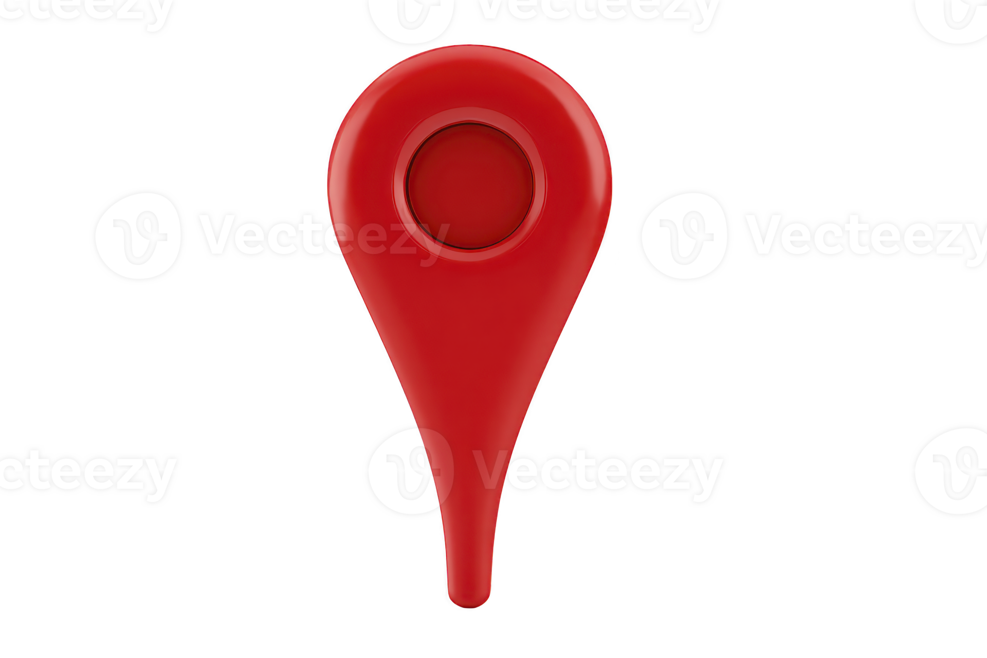 Red location pin icon isolated on transparency background, symbolizing navigation and mapping ...