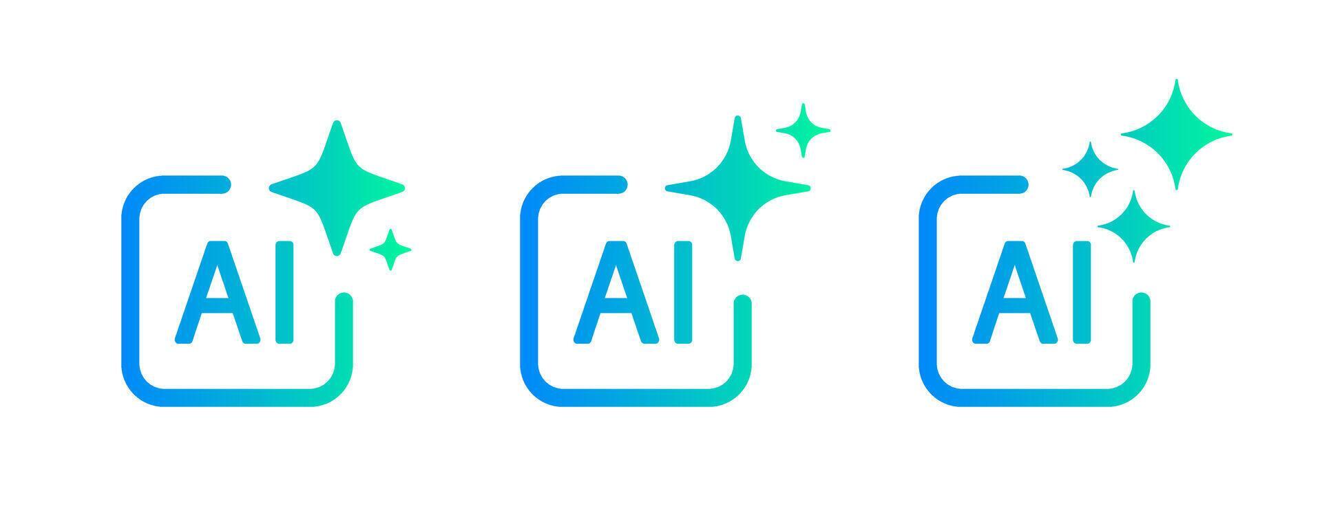 AI generate icon set. logo. Artificial intelligence icon symbol. AI star icon. Ai icon set. AI ...