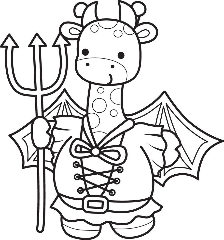 Outline of giraffe wearing a red devil costume. Coloring pages of cute giraffe. 67842025 Vector ...