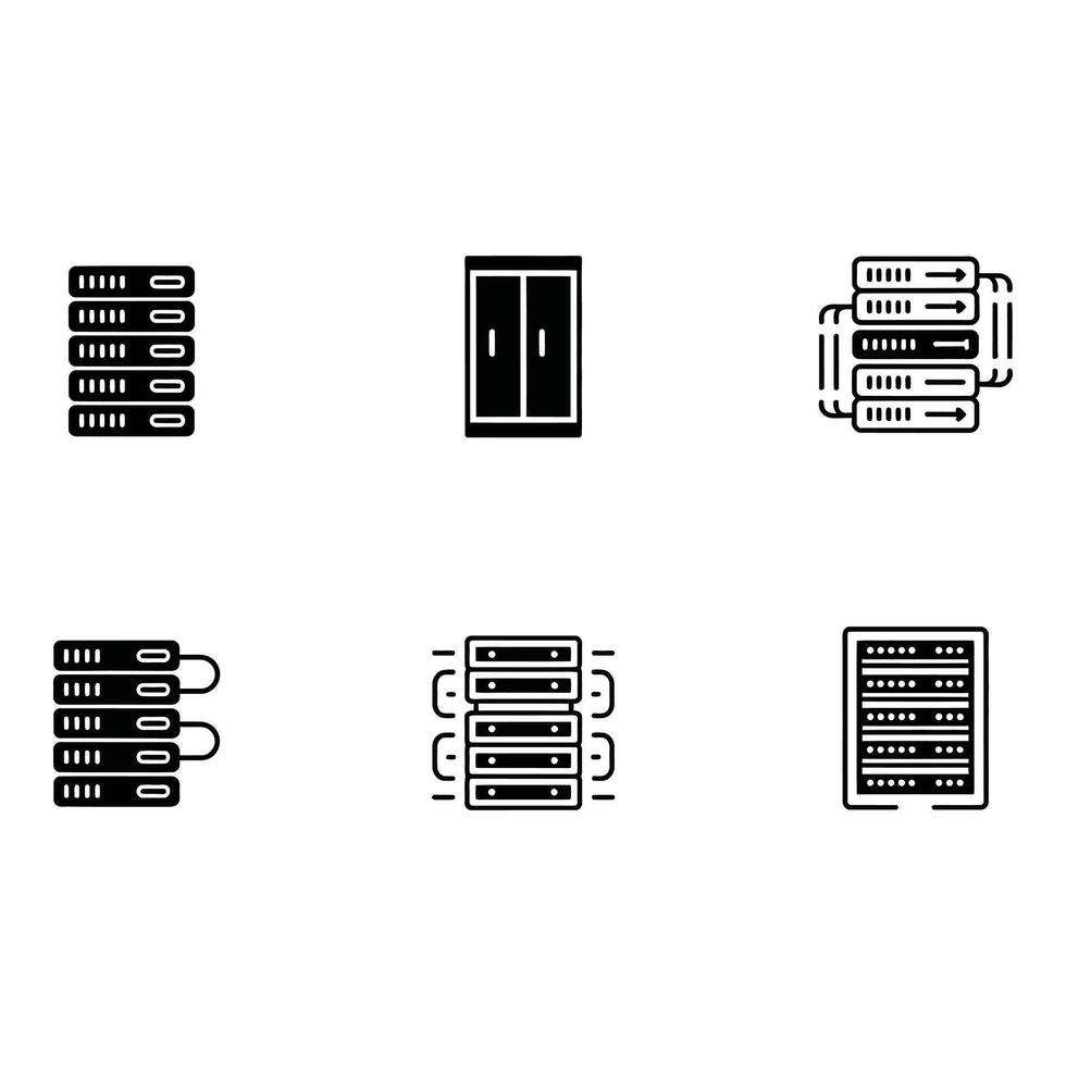Modern Data Center Server Rack Icons Network Storage And Cloud Computing Symbols 67855396 Vector