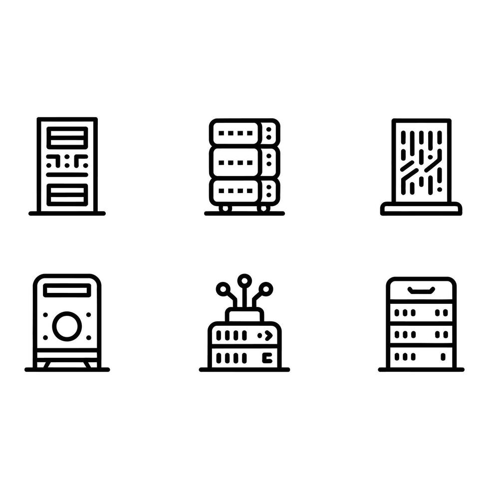 Modern Server Rack Icons Data Center Network and Cloud Computing Line Art Graphics 67855695 ...