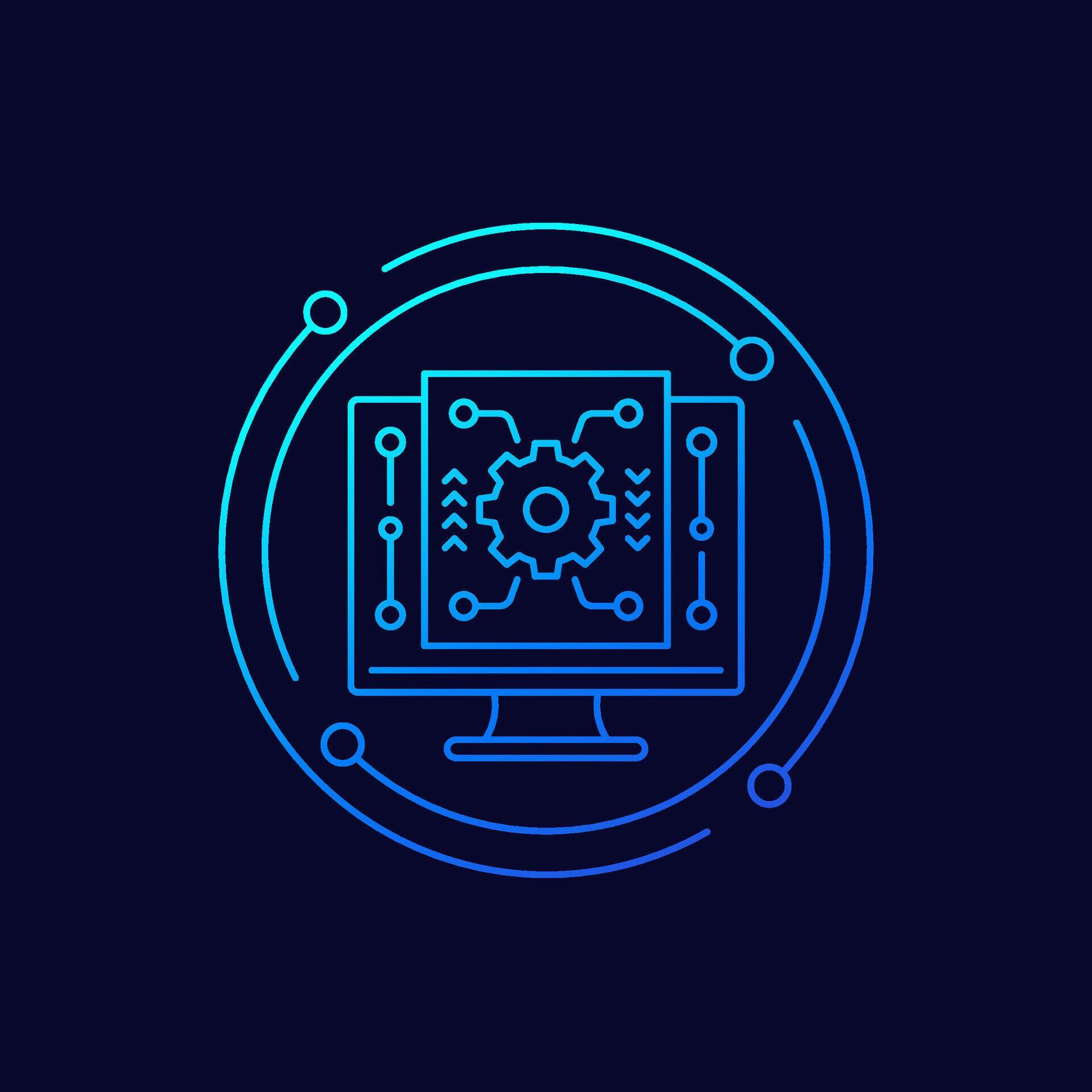 Operation icon with a computer, linear design 67857636 Vector Art at Vecteezy