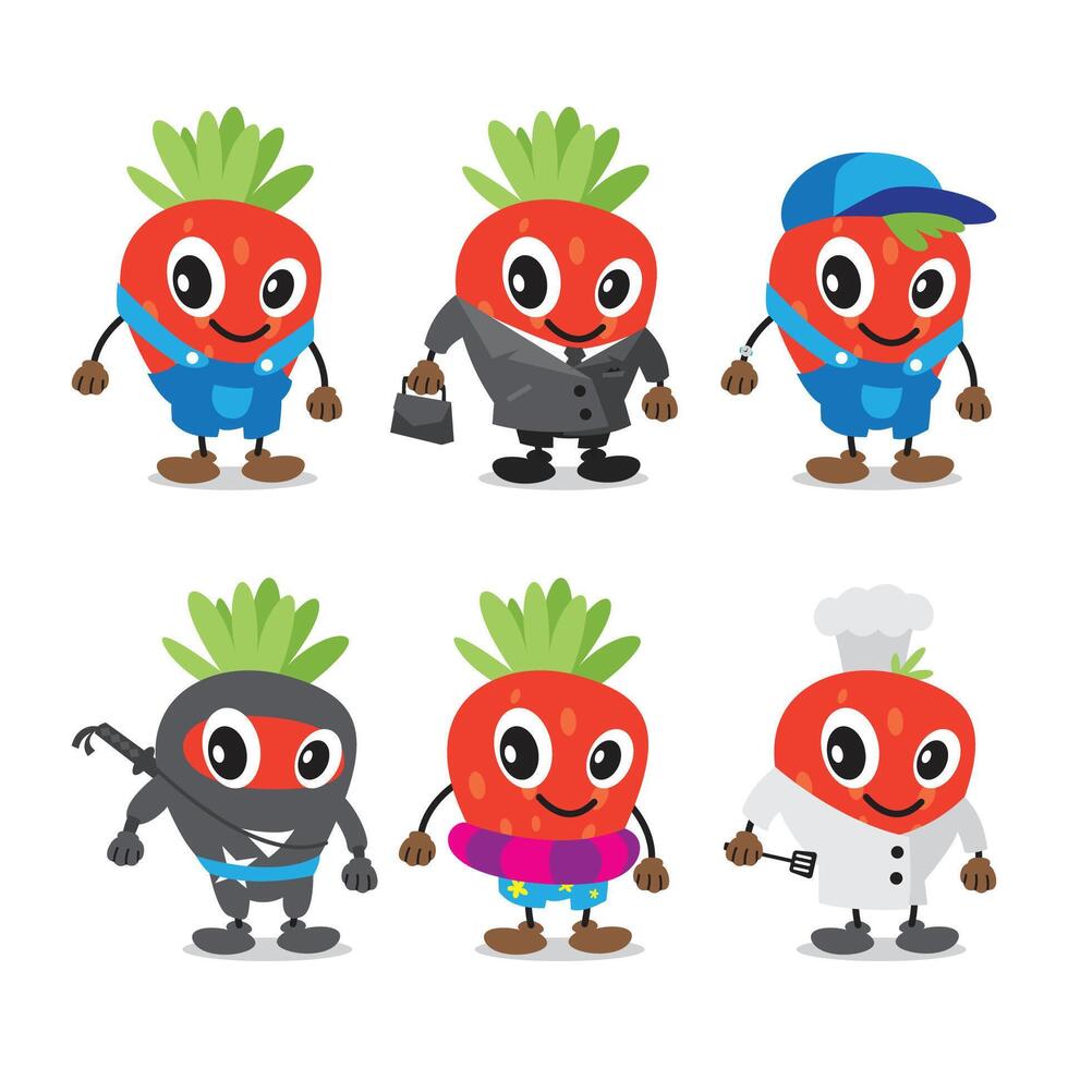 Six Cute Cartoon Vegetable Characters in Various Outfits 67858386 ...