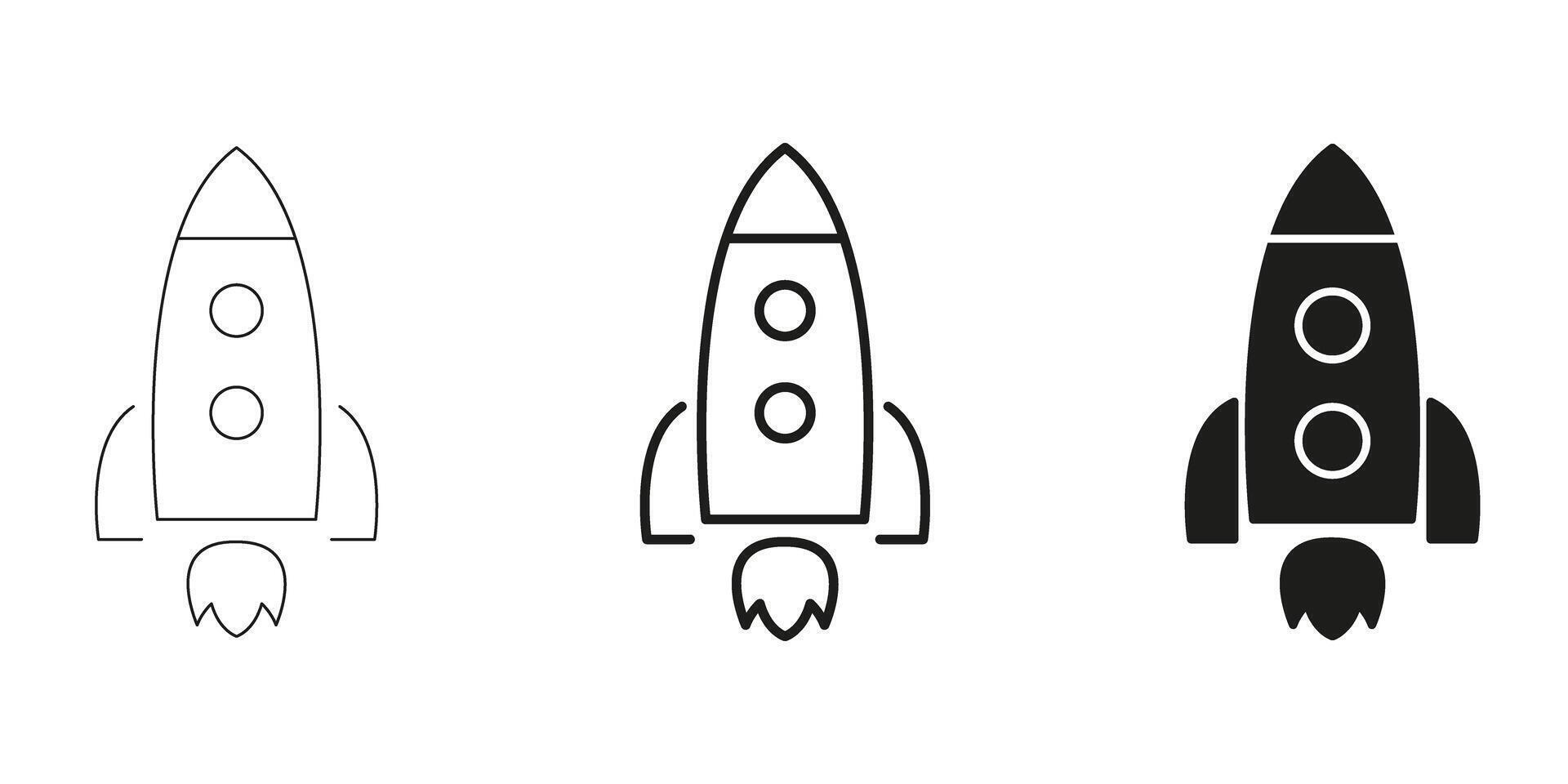 Rocket Launch Icons In Line, Outline, And Glyph Icon Set. Space ...