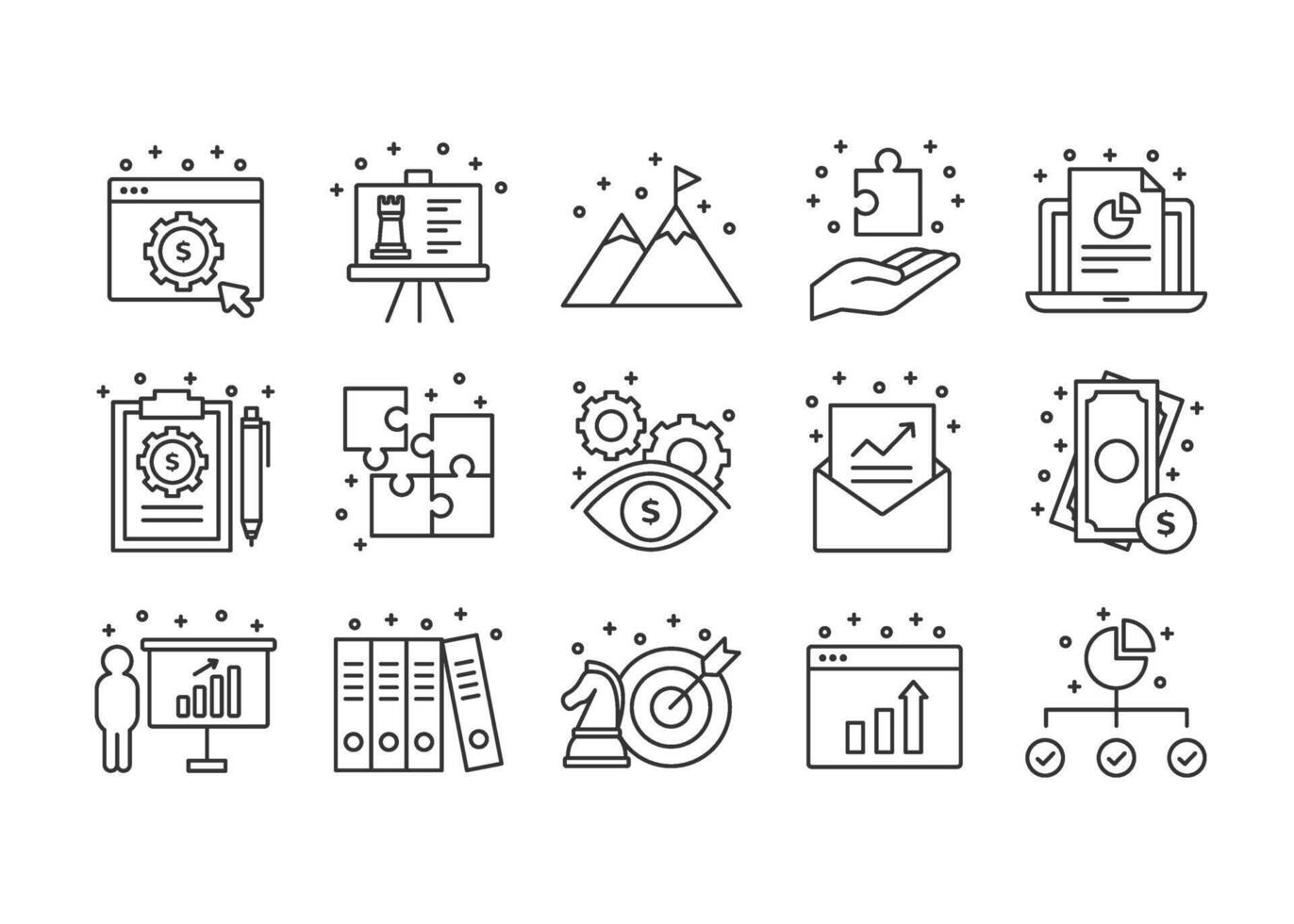 Modern Business Minimalist Icon Set Flat Vect Illustration in Clean ...