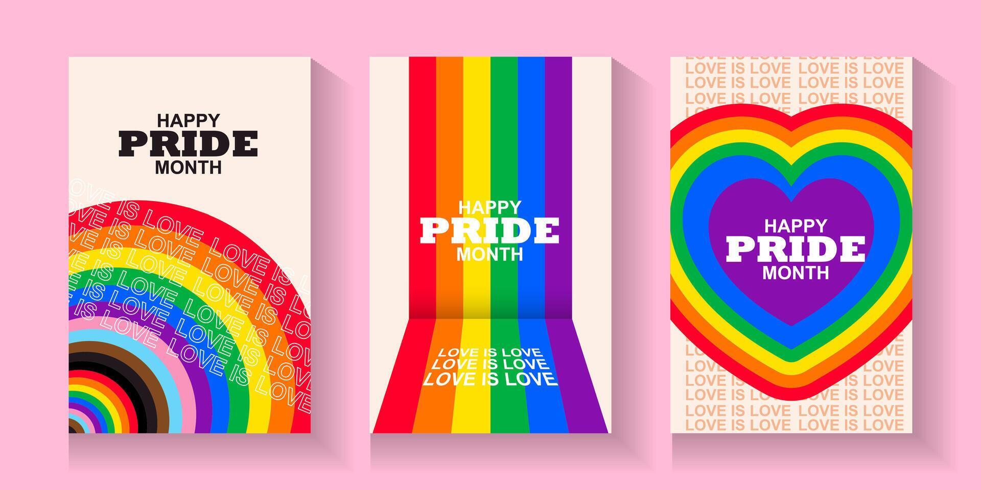 pride month banners with rainbow heart and text 68041739 Vector Art at ...