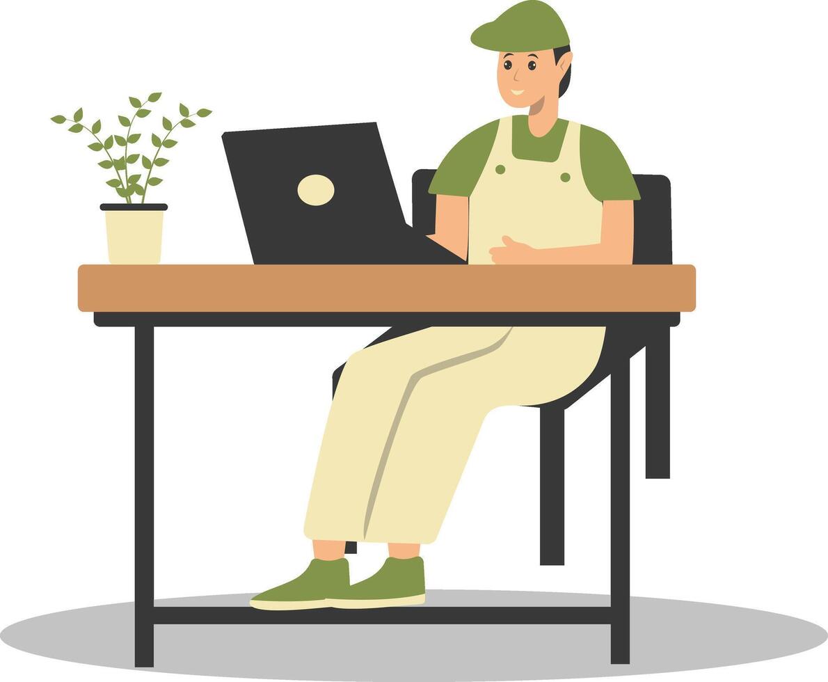 Illustration of Man Programmer Working on Laptop. 68056430 Vector Art ...