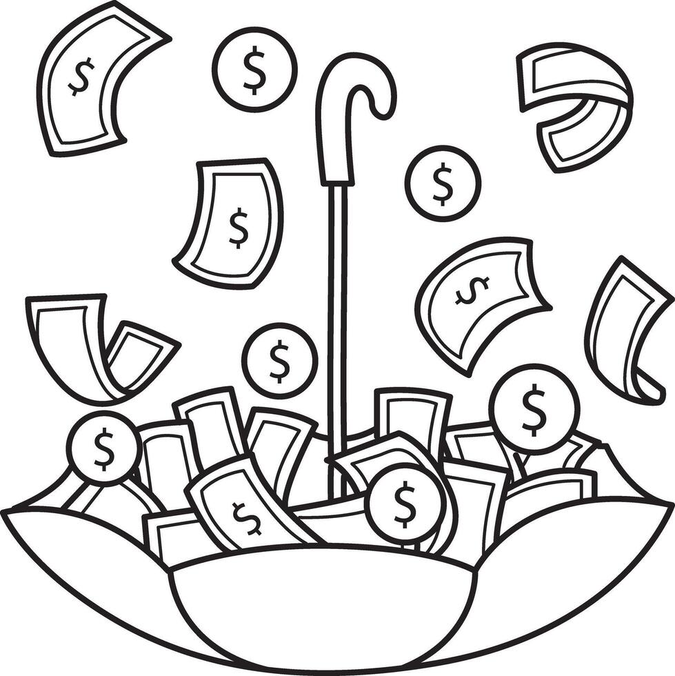 Outline of money in the umbrella. Coloring pages of money and finance ...