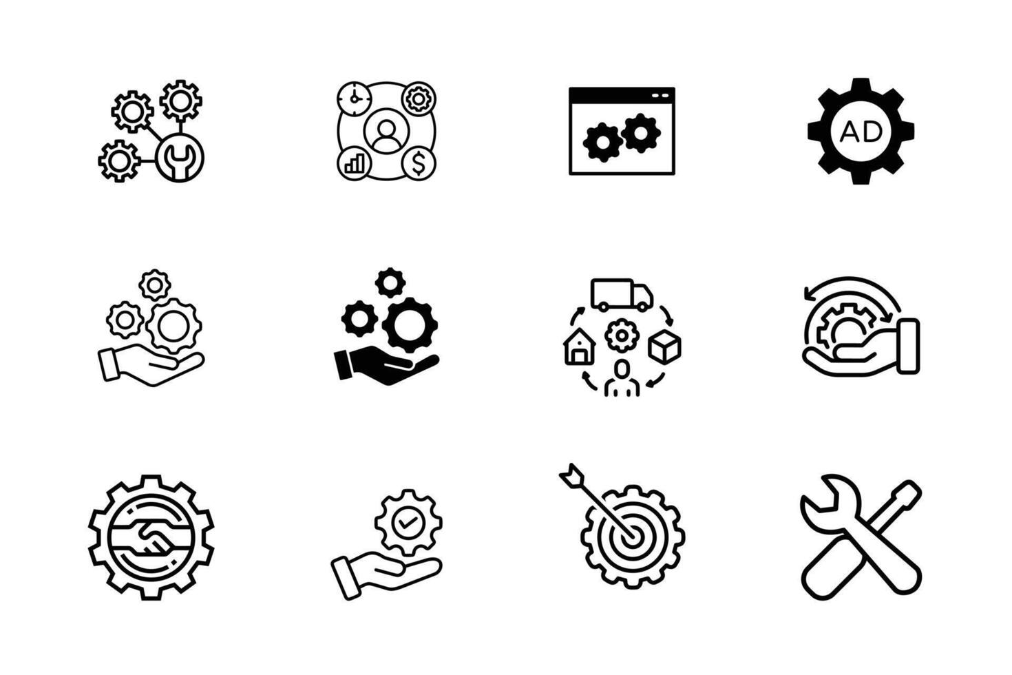 Setup And Settings System Thin Line Icon Set Contains Options Configuration Technology