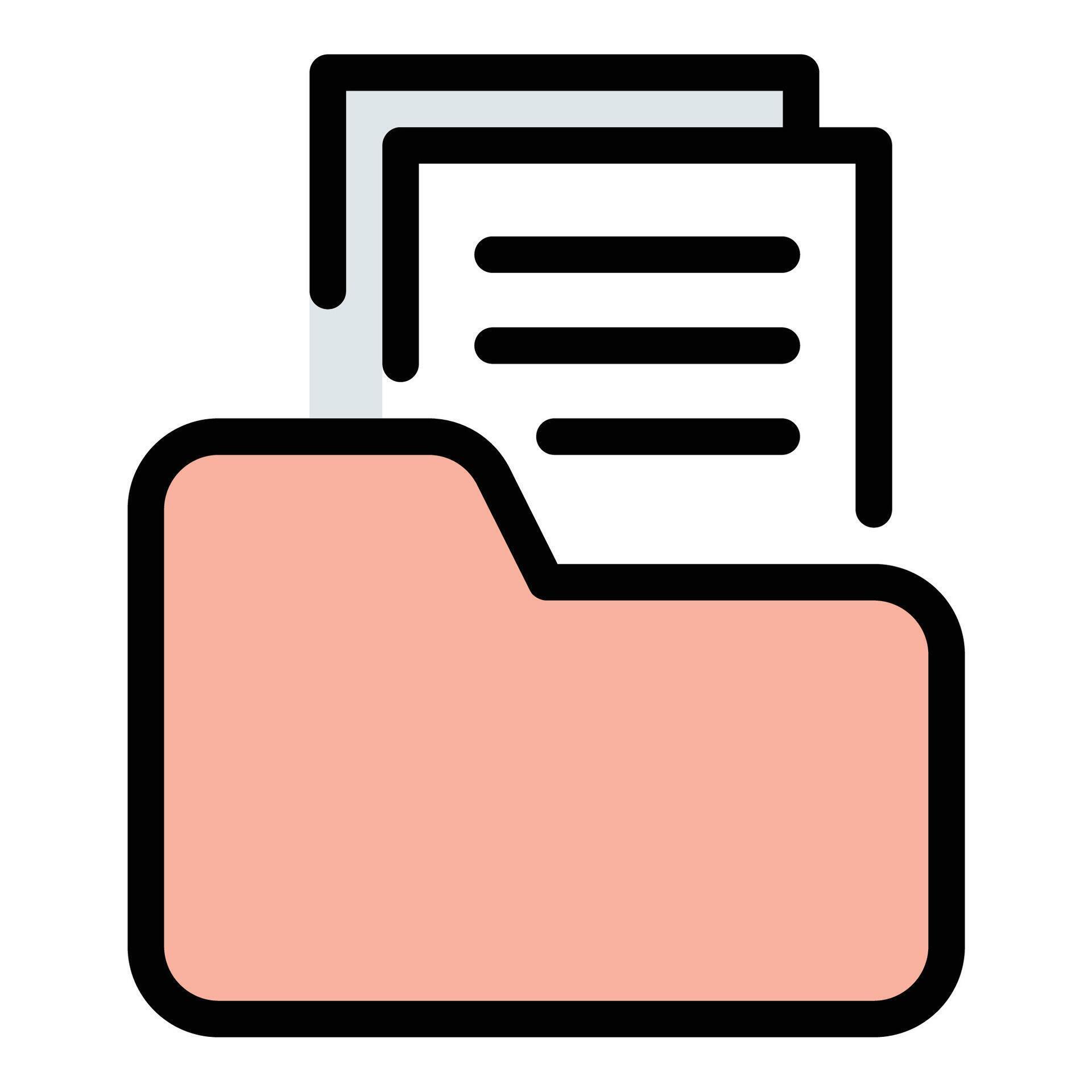 Document folder icon flat line style illustration representing organized file management and ...