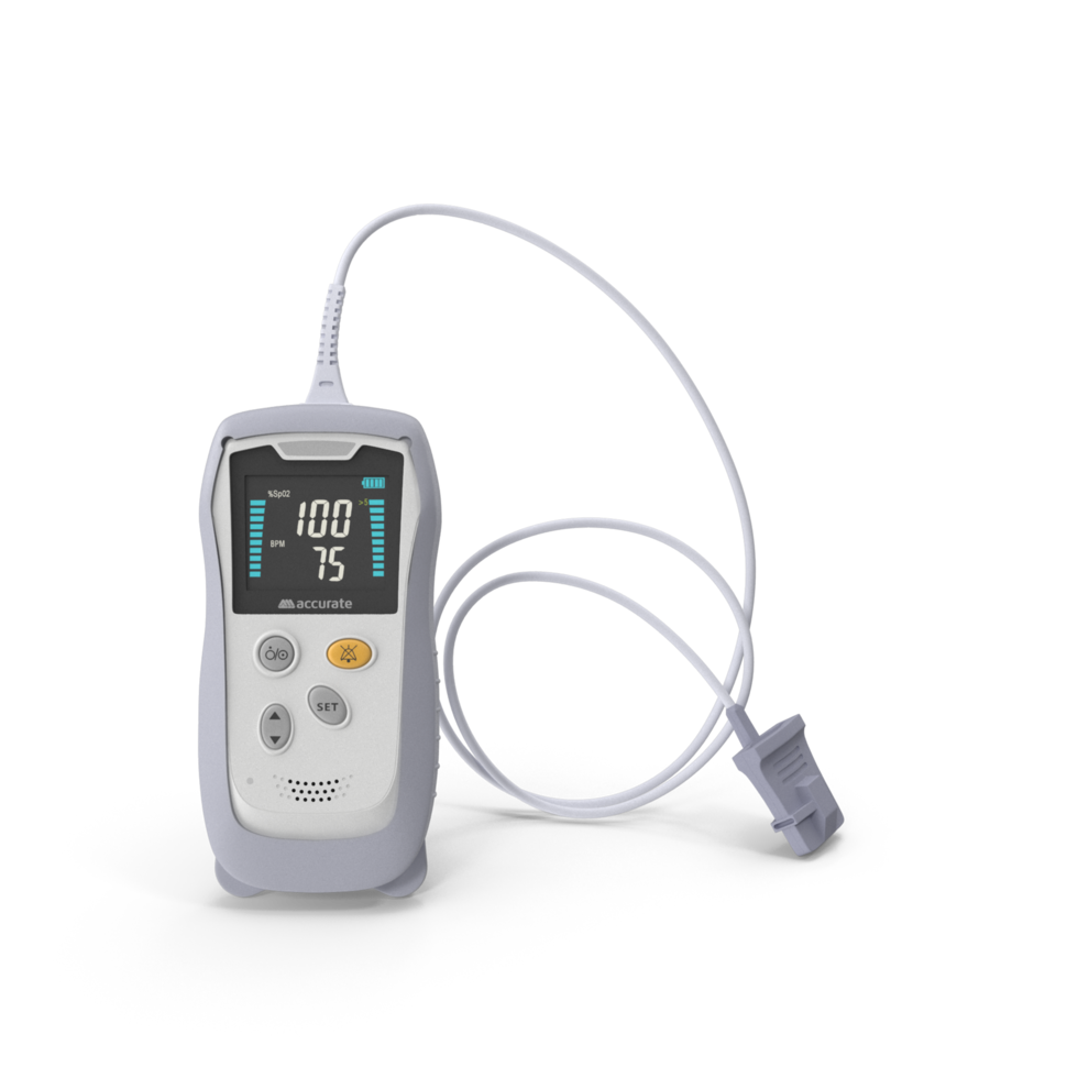 Portable Pulse Oximeter Medical Device, Fingertip Sensor SpO2 Monitoring , 3d render ...