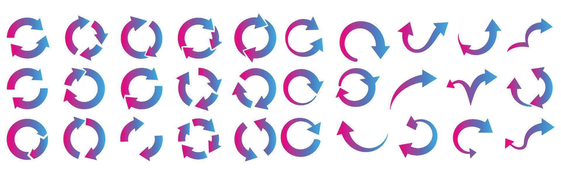 Collection of modern gradient arrows in various shapes and directions ...