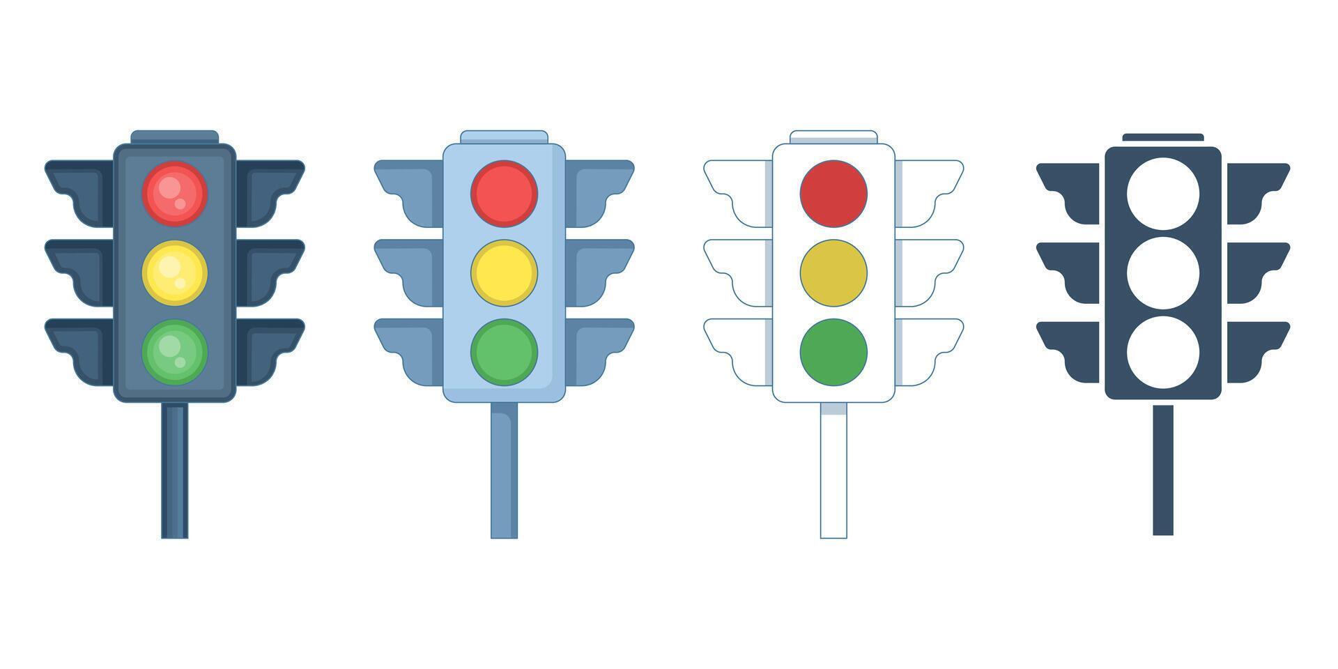 Traffic Light icon set. Traffic lights maintain the smooth flow of traffic. Safety signals for ...