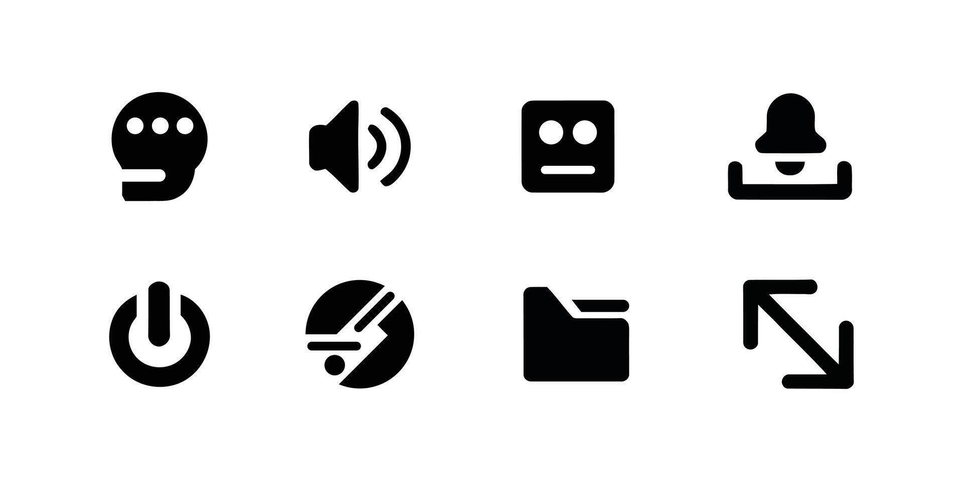 Minimalist User Interface Icon Set Power, mic, messages, notification ...