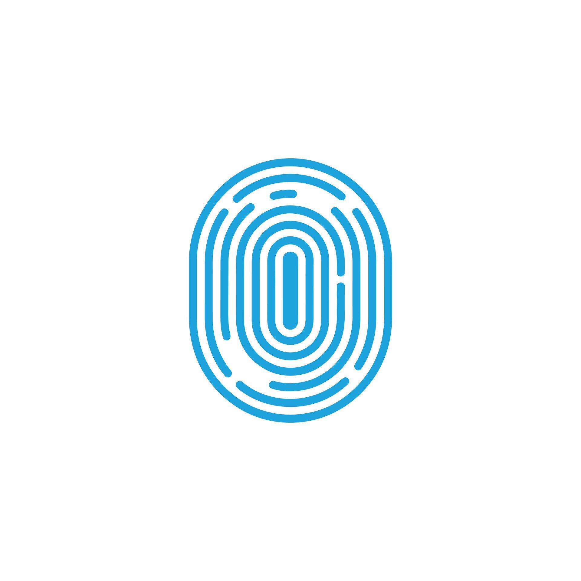 Isolated light blue fingerprint on white background representing ...