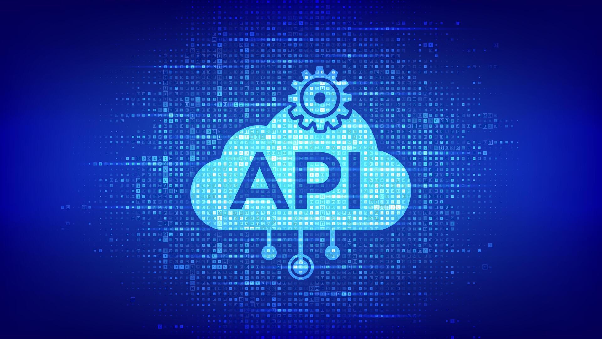 Application Programming Interface icon made with binary code. API technology concept. Software ...