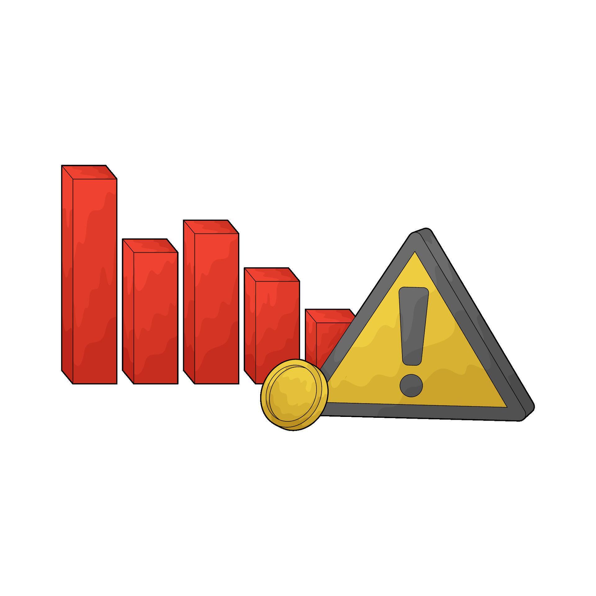 decrease with warning sign 68230509 Vector Art at Vecteezy