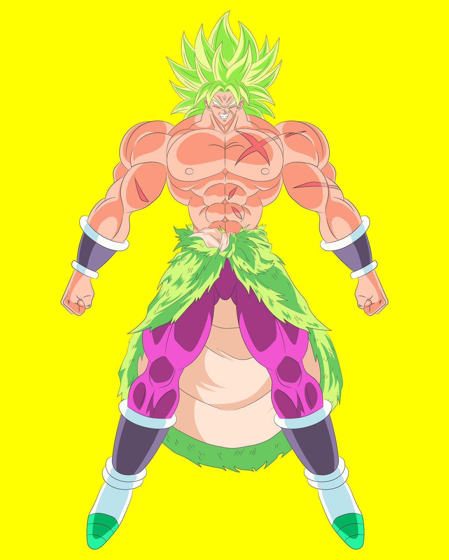 Full body color illustration of Broly Super Saiyan Full Power 68274401 Vector Art at Vecteezy