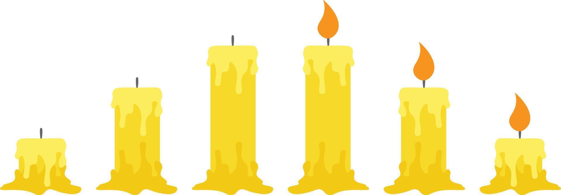 Collection of Lit and Unlit Candles in Various Shapes, Isolated on ...