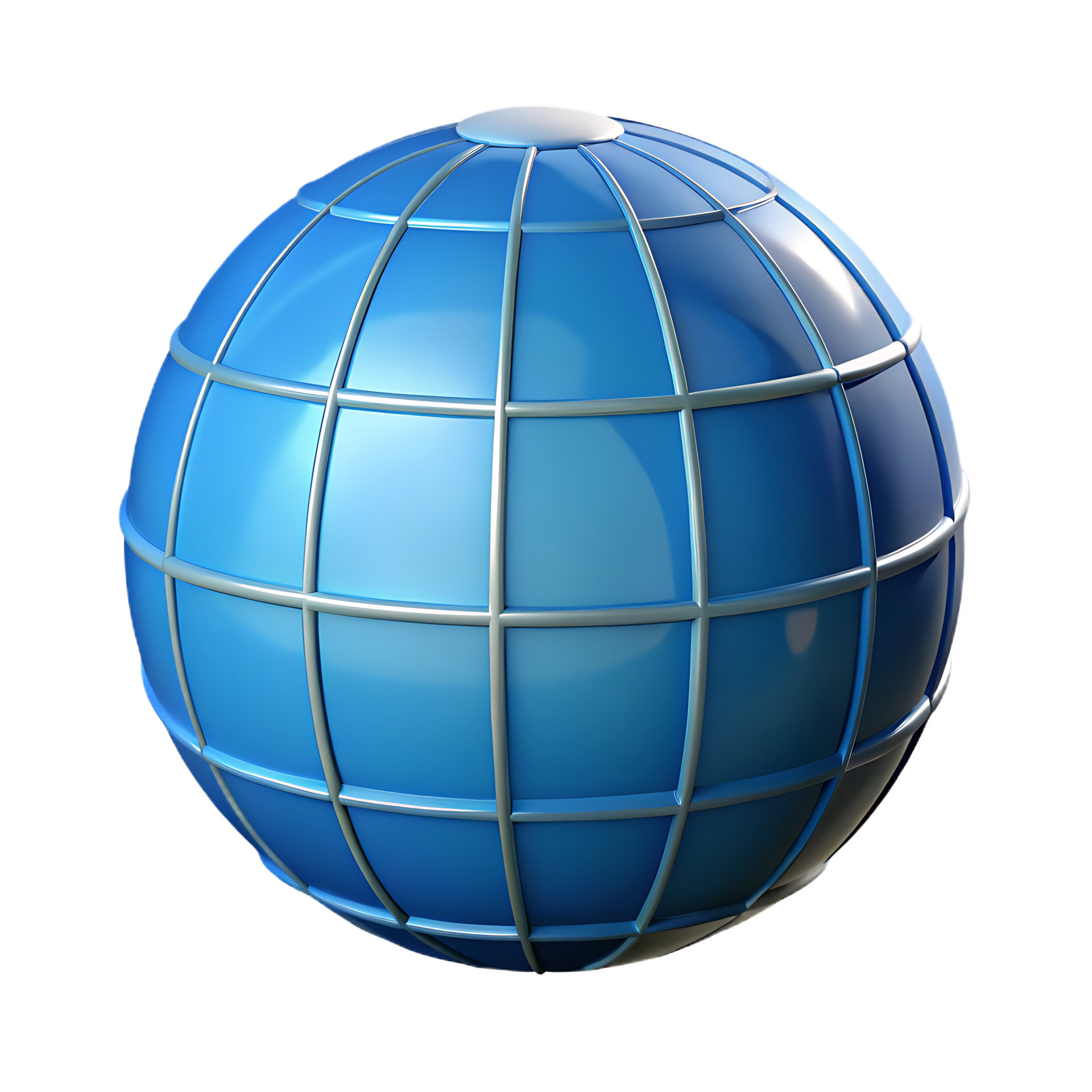 Glossy blue 3D sphere with gridlines on transparent background 68363315 PNG
