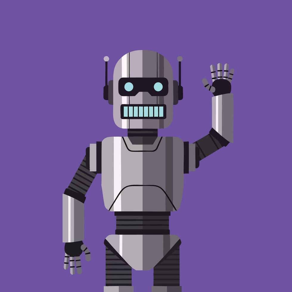 Friendly Metal Robot Waving Futuristic Design. 68399422 Vector Art at Vecteezy