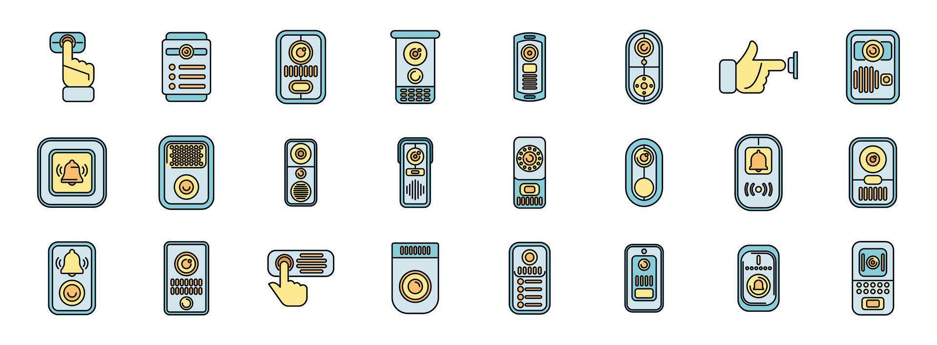 Intercom icons showing doorbell, communication, and security features 68438595 Vector Art at ...