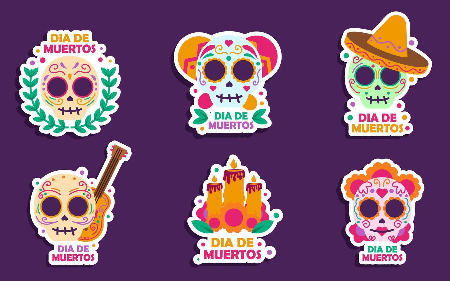 Colorful Día de Muertos Stickers Collection 68457914 Vector Art at Vecteezy