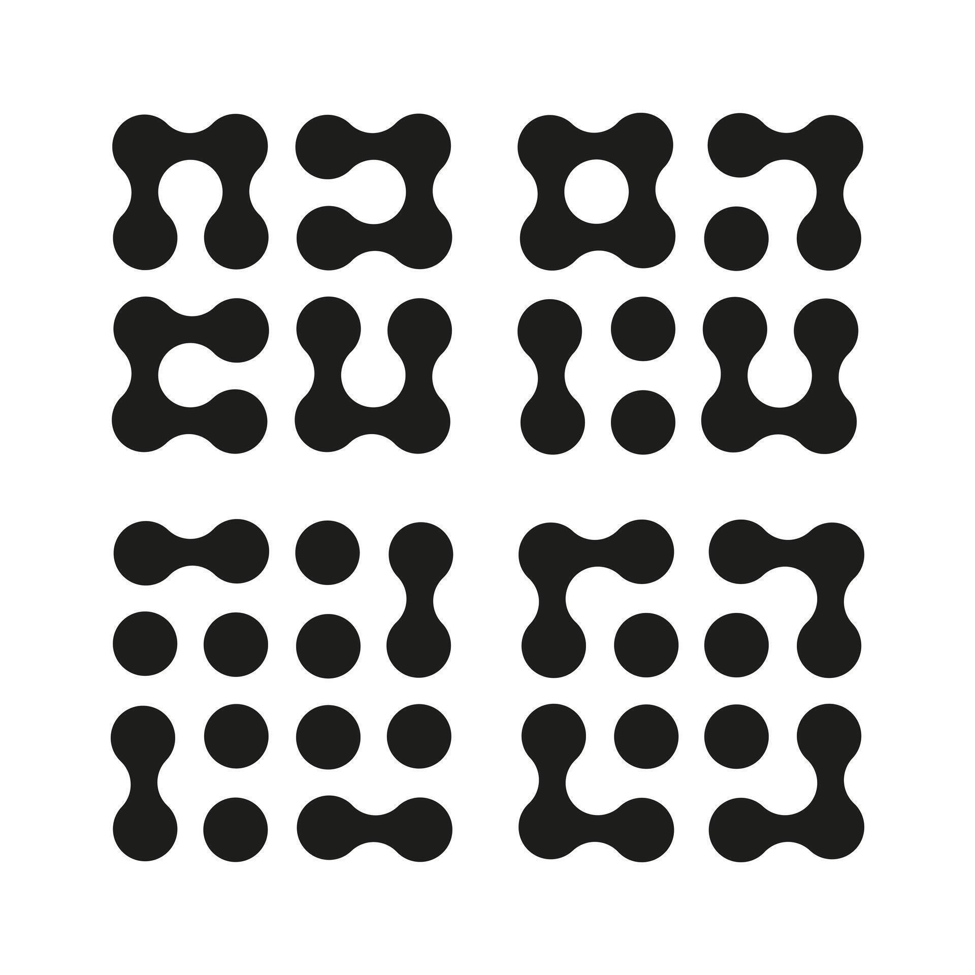 Connected dots signs. Metaball icons. Point movement template. Integration abstract symbol ...