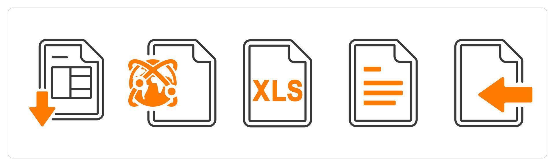 A set of 5 mix icons as download excel sheet, global sheet, excel sheet ...