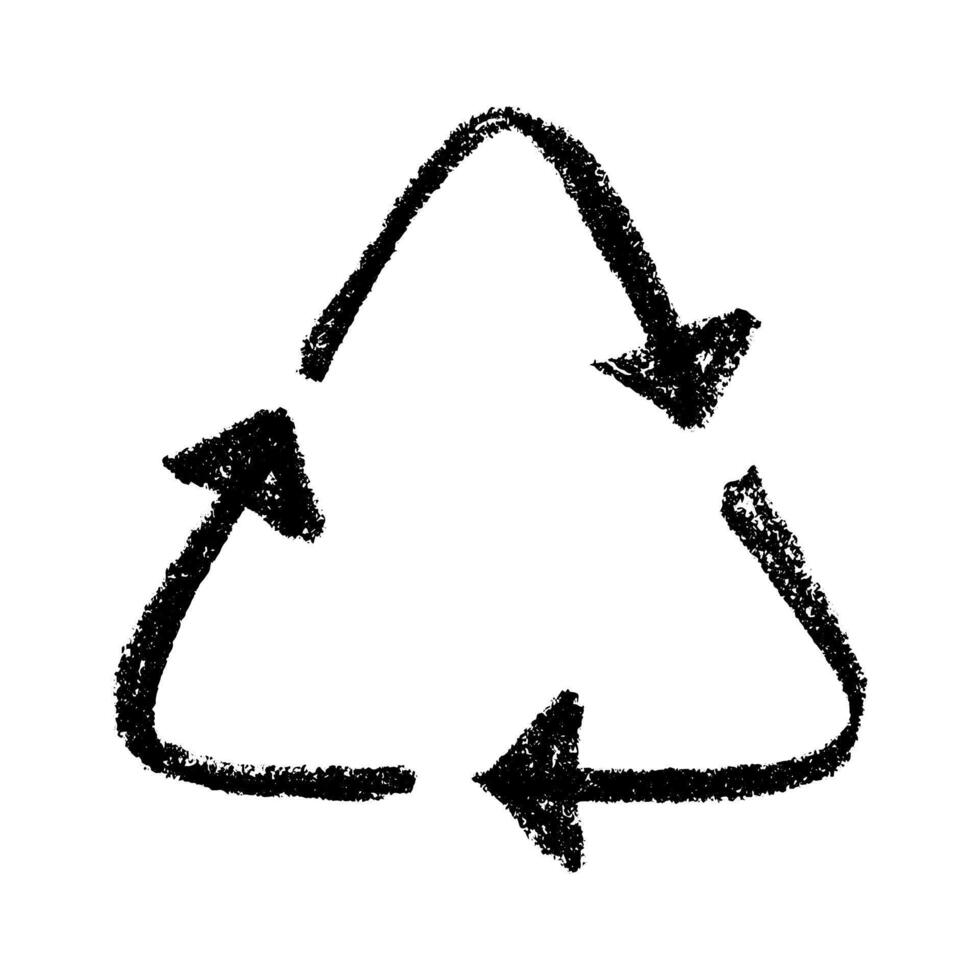 Hand drawn recycle arrow icon Recycling resources symbol Reuse of ...