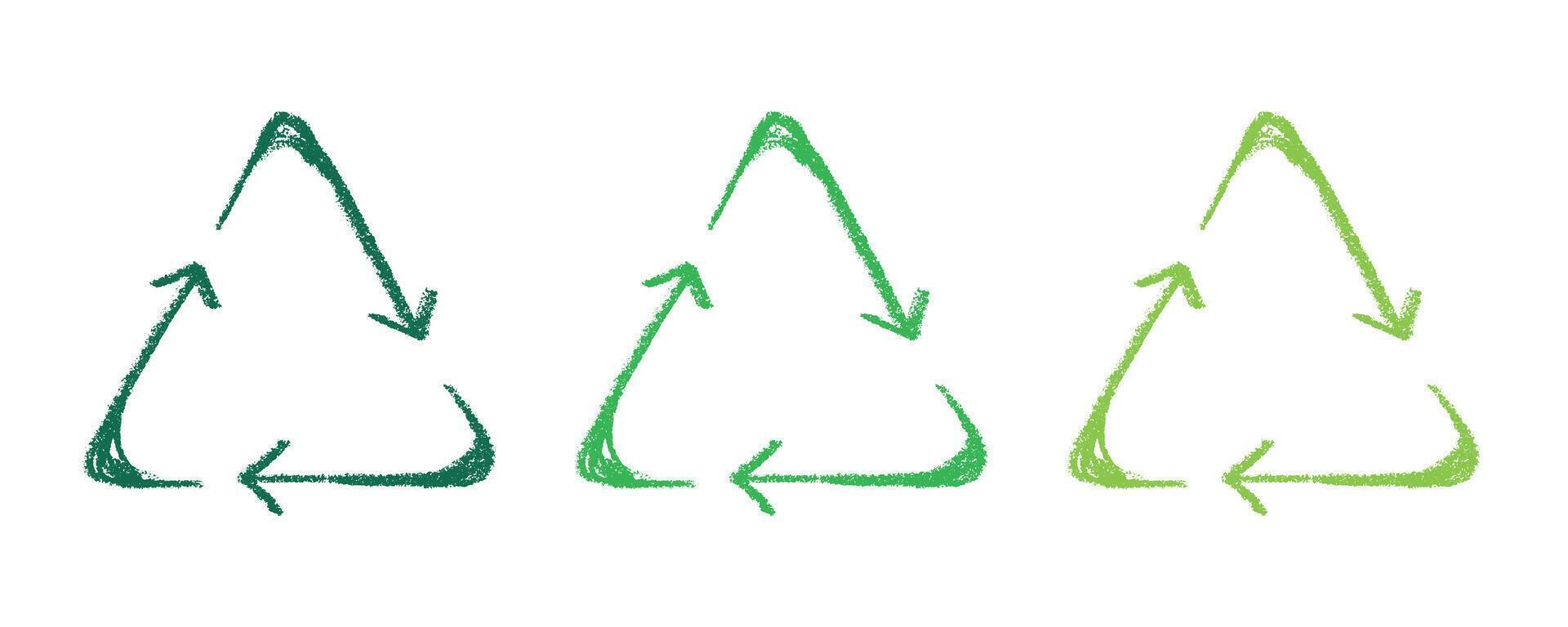 Green twenty two Hand drawn recycle arrow icon Recycling resources ...