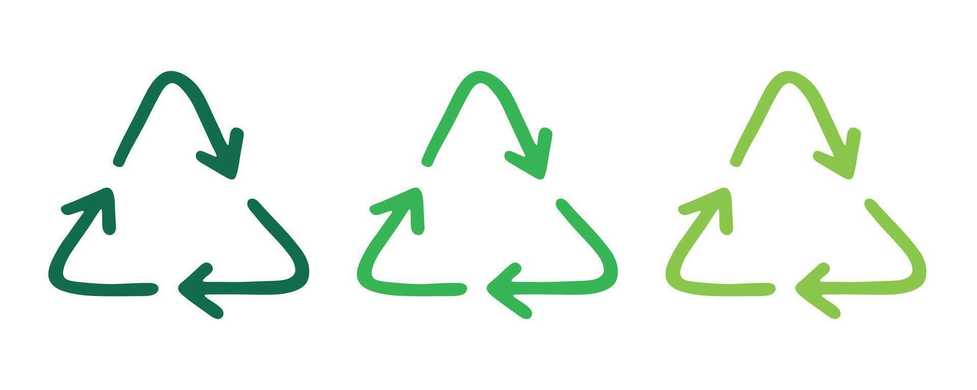 Green twenty Hand drawn recycle arrow icon Recycling resources symbol ...