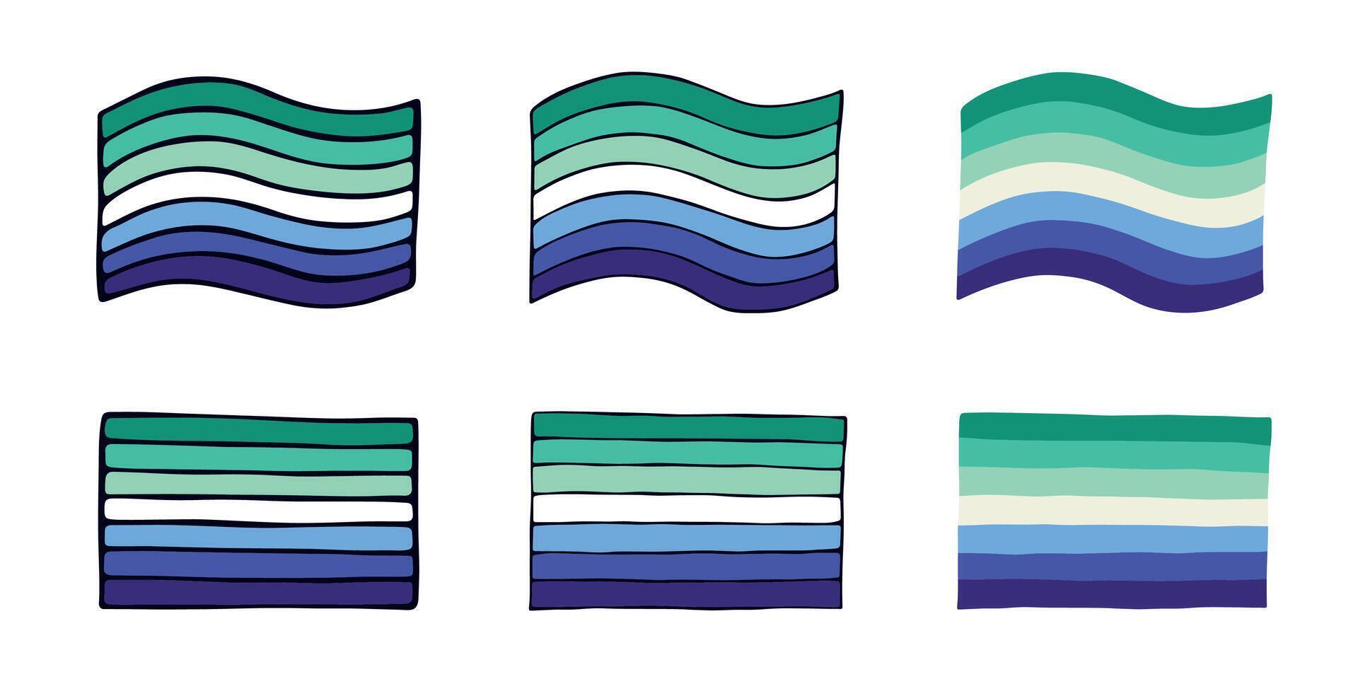 Set of colorful Gay men pride flag Happy pride day LGBTQIA community ...