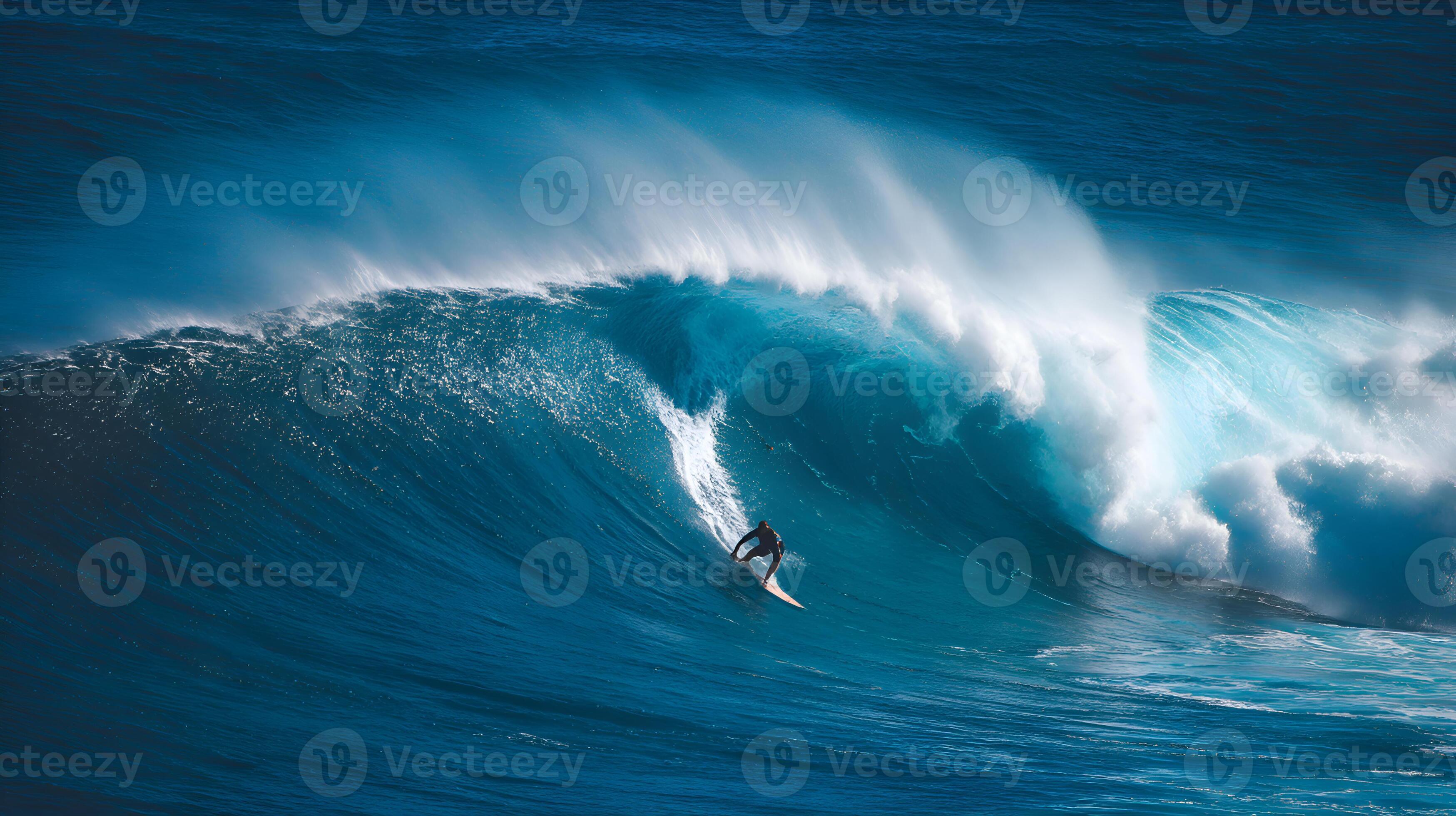 Surfer riding big blue ocean wave at pipeline 68521236 Stock Photo at ...