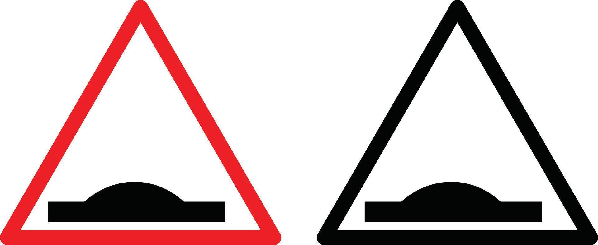 Bumpy road sign icon set in red and black . Red and black triangle warning sign with bump symbol ...