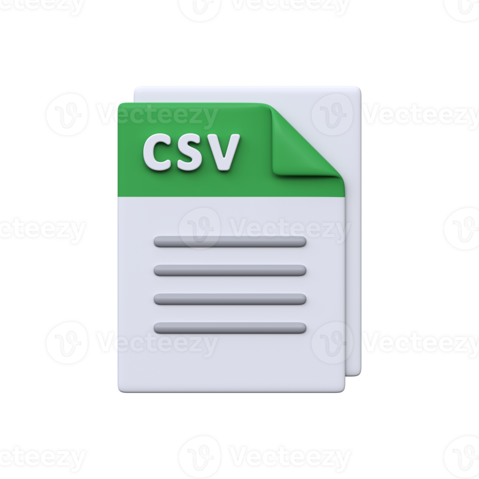 CSV file, format, 3D icon. Text-based spreadsheet file for storing ...
