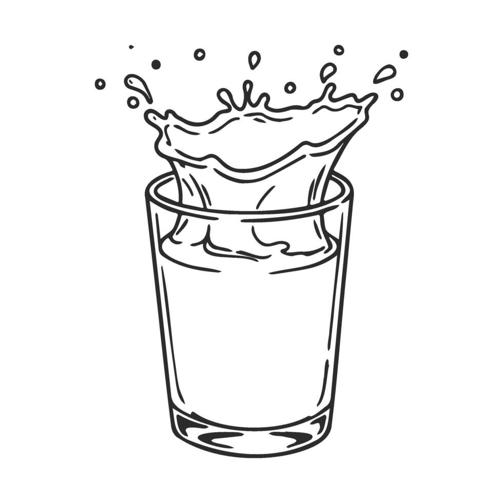 Ice cubes splashing into glass of water outline drawing 68553538 Vector Art at Vecteezy