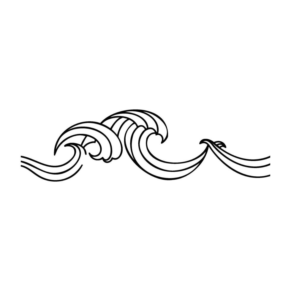 Abstract Wave Pattern In Minimalist Black Line Art Drawing 68557259