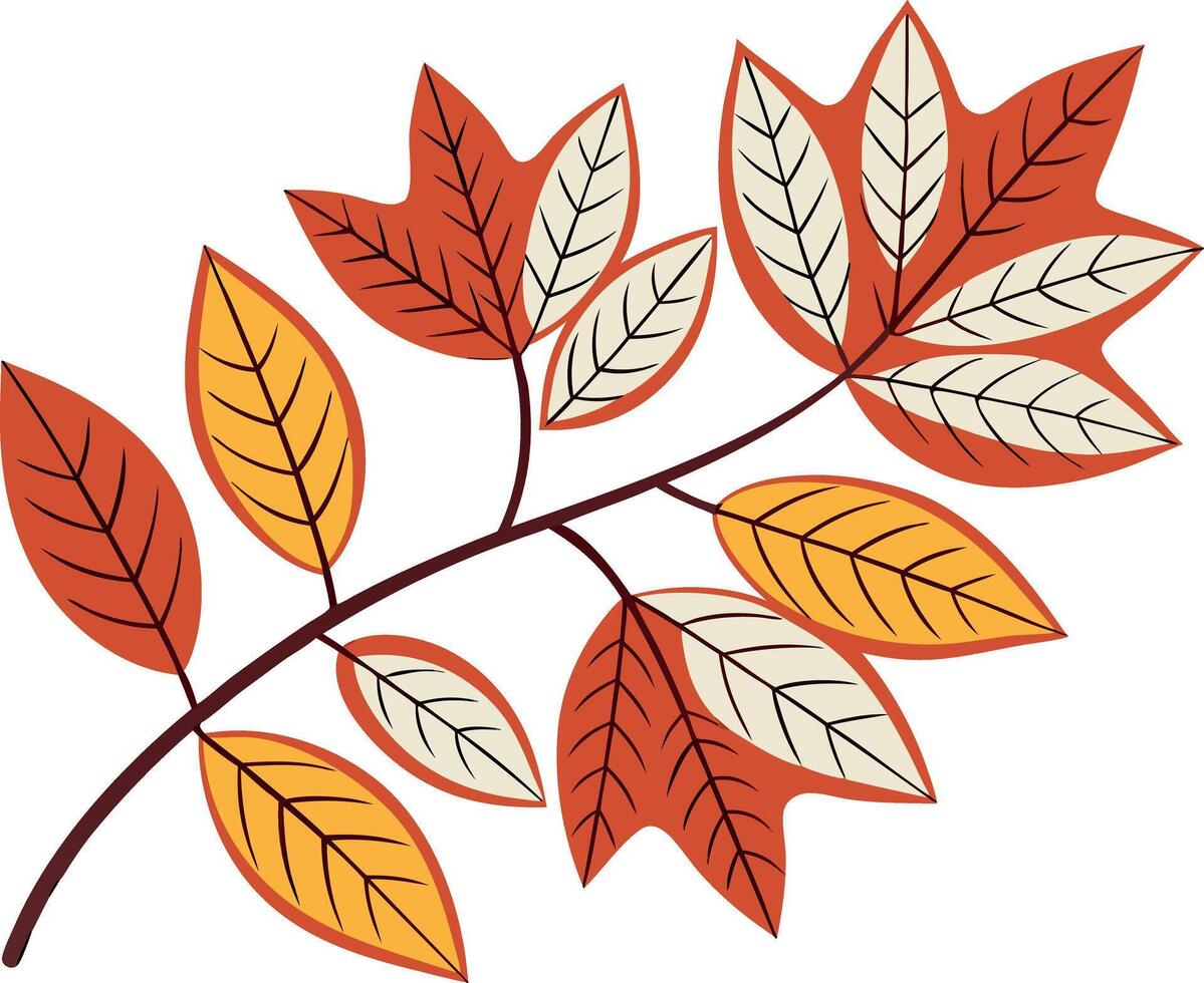 Autumn leaves on branch illustration fall tree 68584742 Vector Art at ...