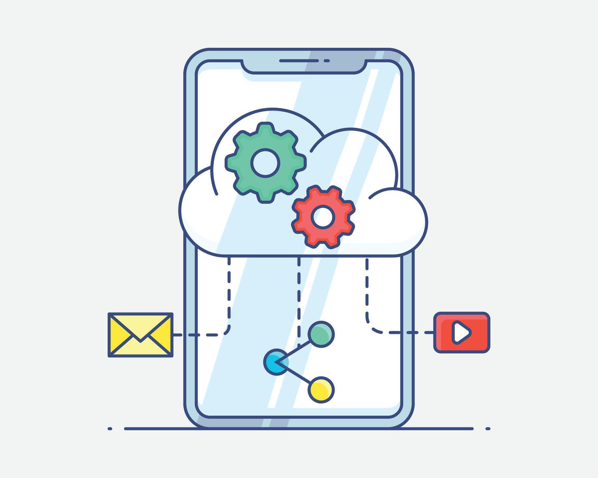 Mobile Cloud Computing and Data Sharing Technology 68598207 Vector Art ...