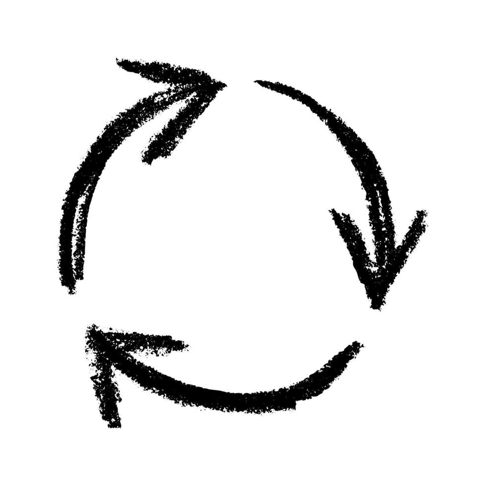 Black thirty two Hand drawn recycle arrow icon Recycling resources ...