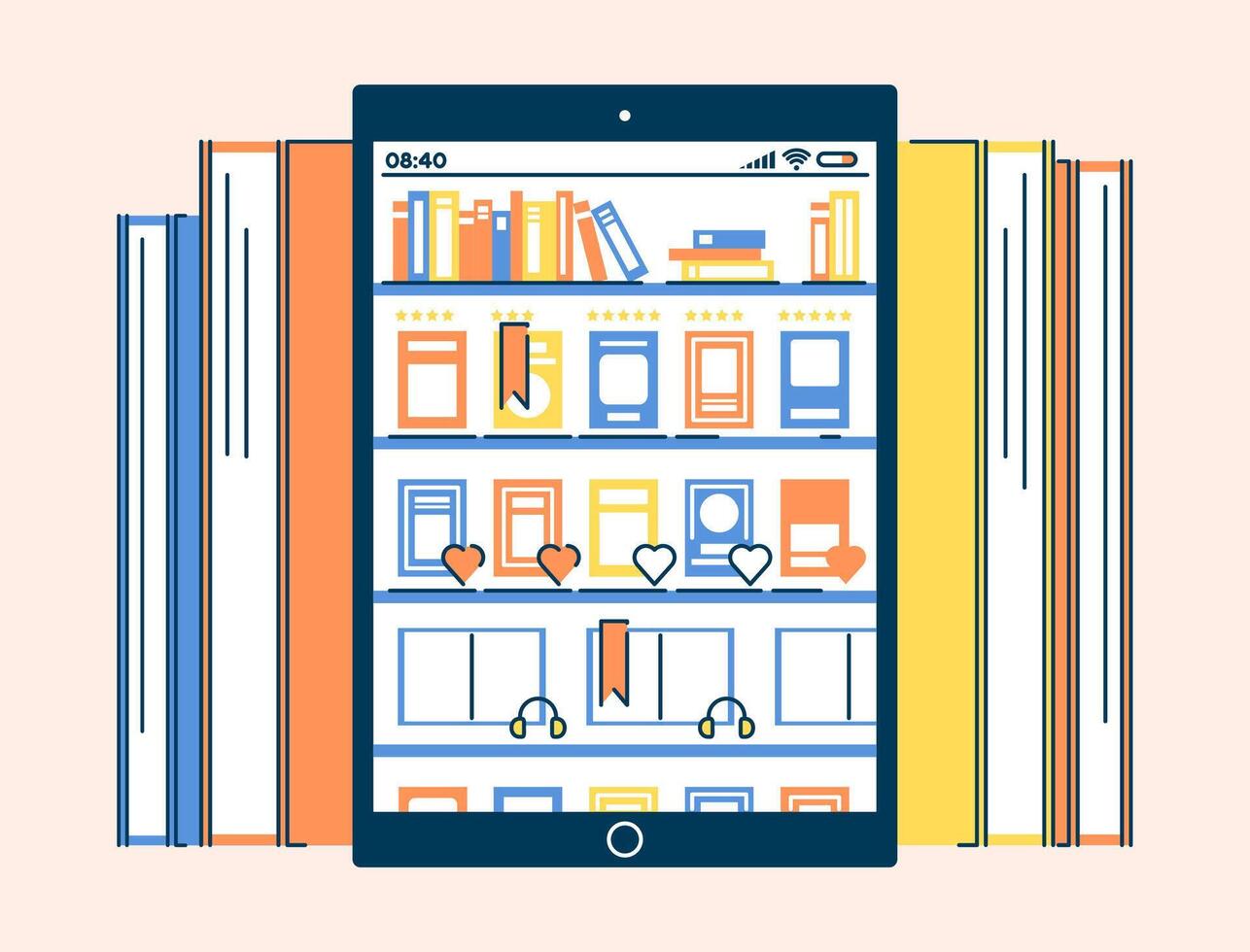 Digital Library Interface on Tablet 68618863 Vector Art at Vecteezy