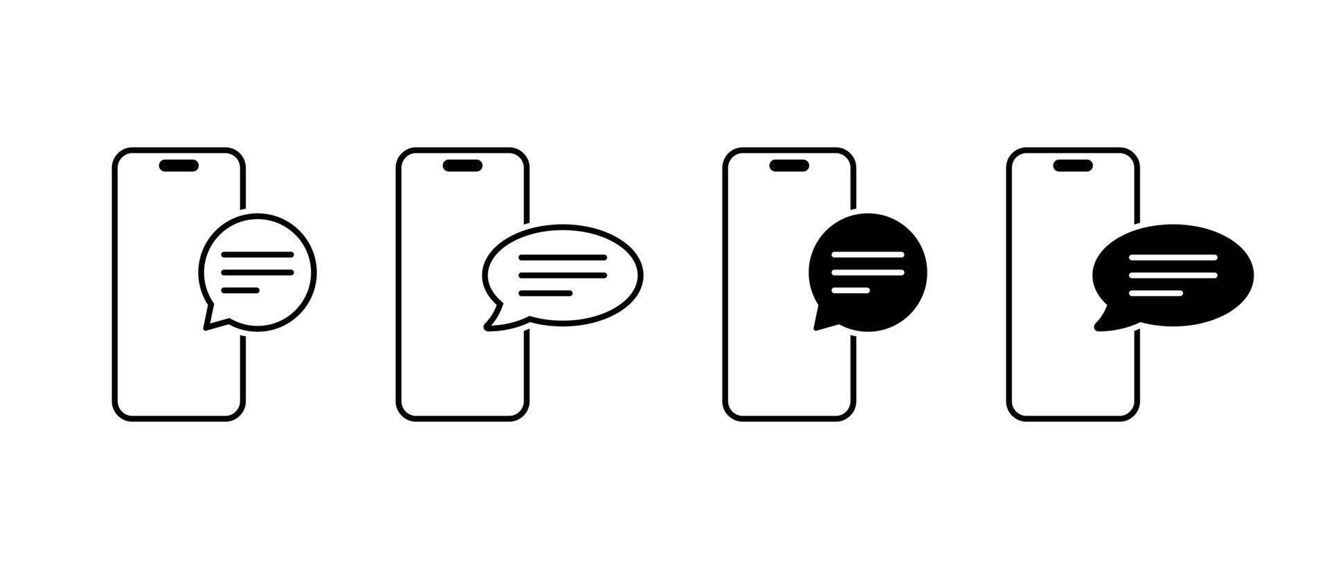 Smartphone chat icon set. Text message bubble on phone screen 68637094 ...