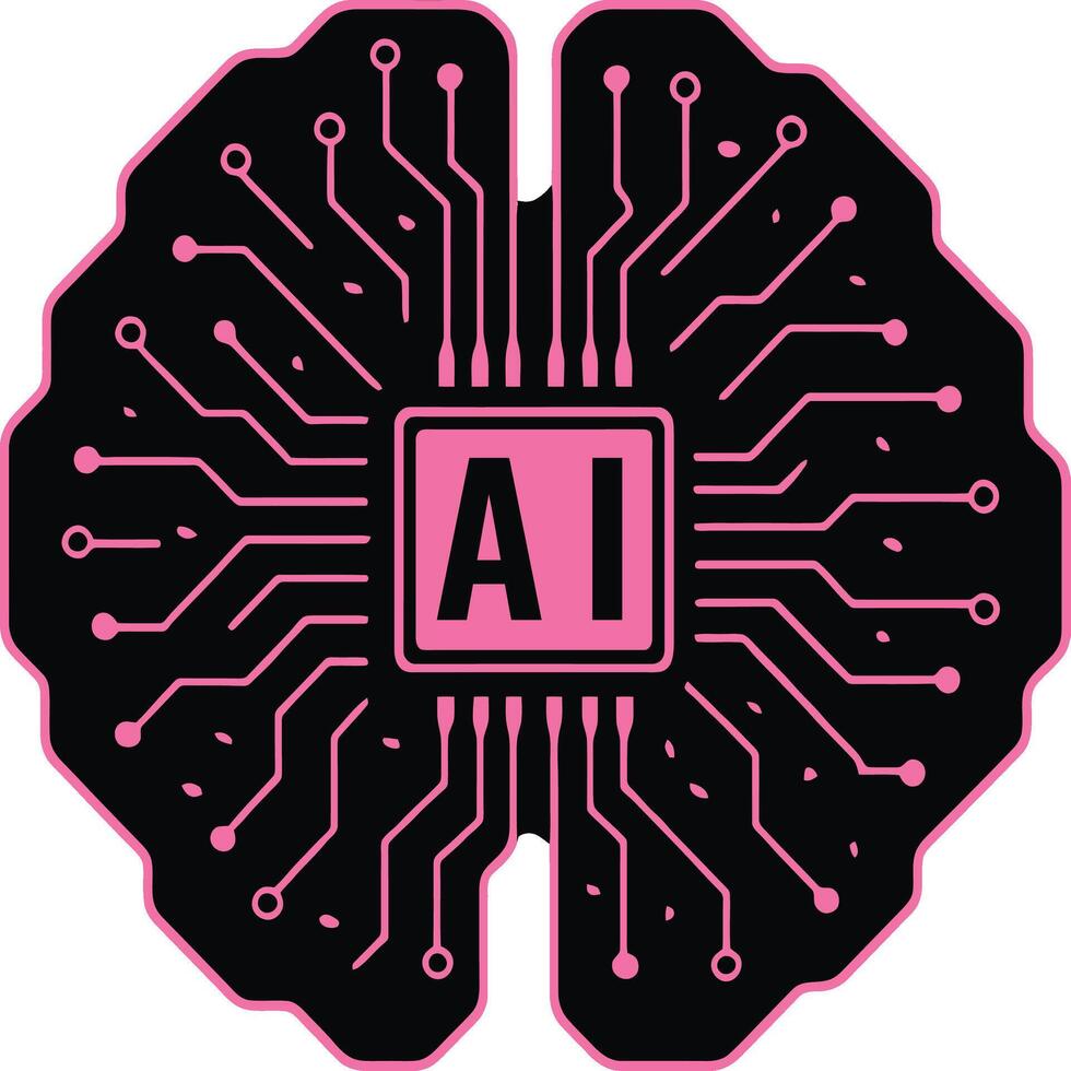 Digital Brain with AI Chip, Neural Network Circuit Illustration Concept Representing Machine ...