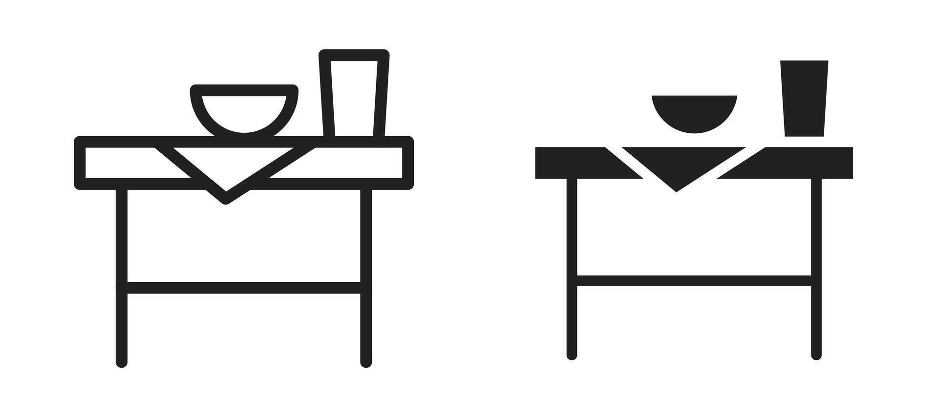 Dinner table icon In Flat and stroke Style For App, UI, Websites. Black ...