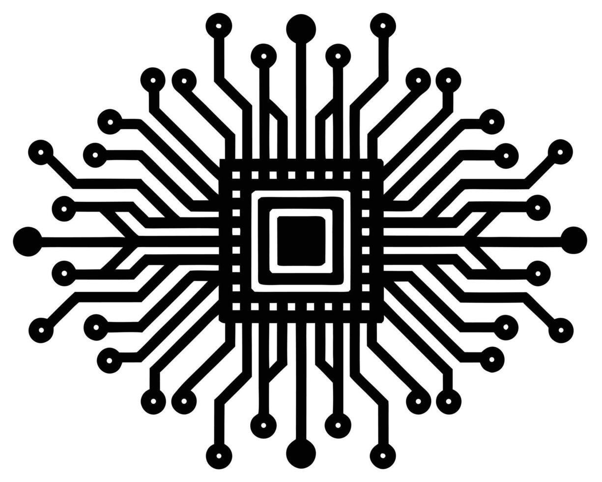 Abstract Microchip Design Intricate Circuit Board Illustration Showing