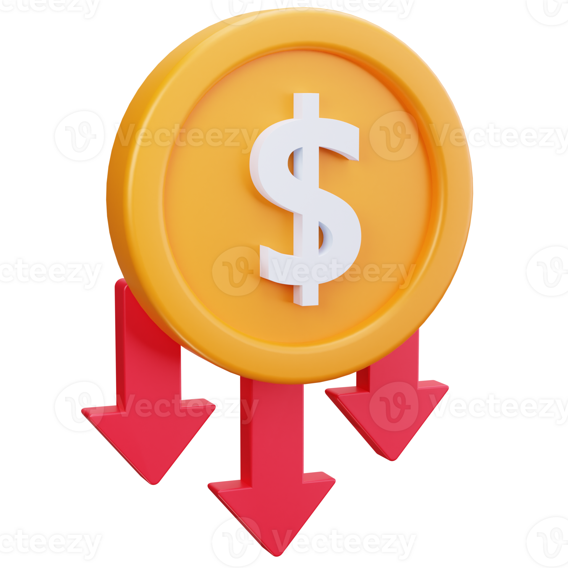 3D Icon Market Decrease Financial Downturn 68681802 PNG