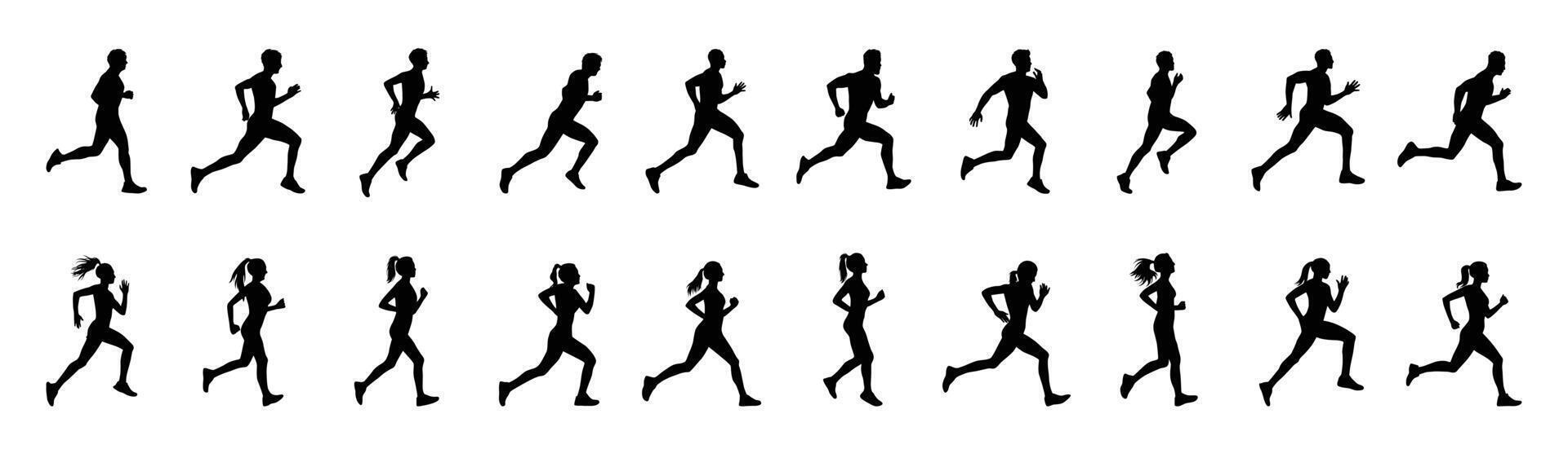 men and women running silhouette 68687246 Vector Art at Vecteezy