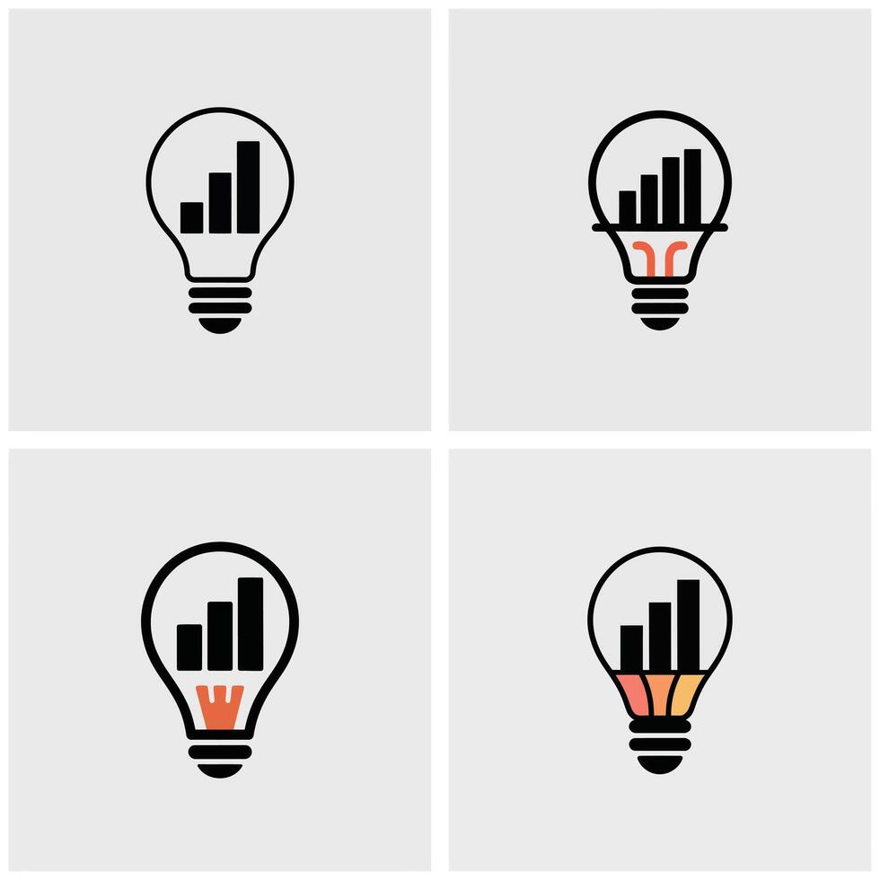 Four Lightbulb Icons Featuring Bar Graph Inside Representing Business Growth Ideas Innovation ...