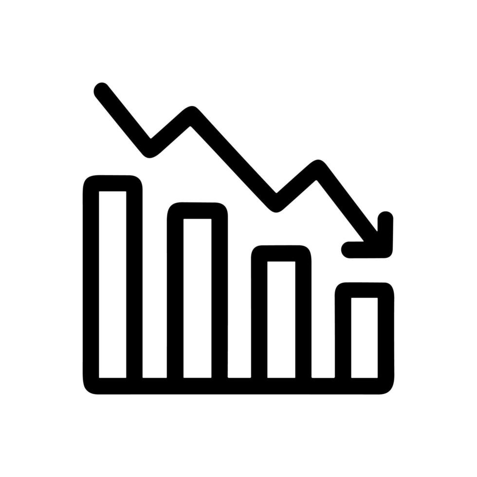Simple Line Style Decreasing Bar Chart with Arrow Sign Icon 68739681 Vector Art at Vecteezy